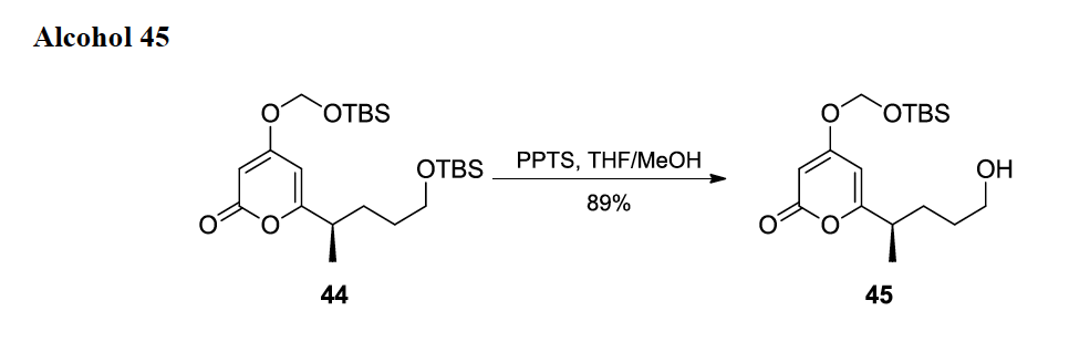 Solved Alcohol 45 DOTBS OOTBS OTBS PPTS, THF/MeOH OH 89% 45 | Chegg.com