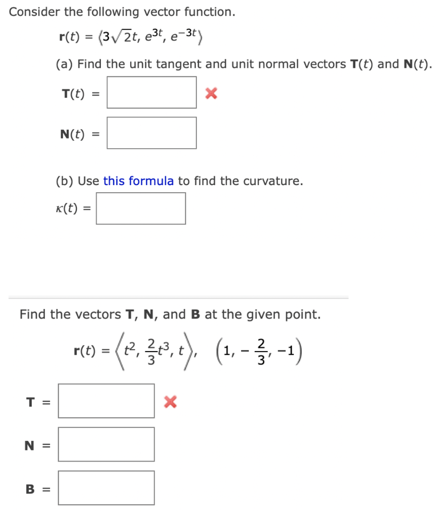 Solved Consider The Following Vector Function R T 3vzt