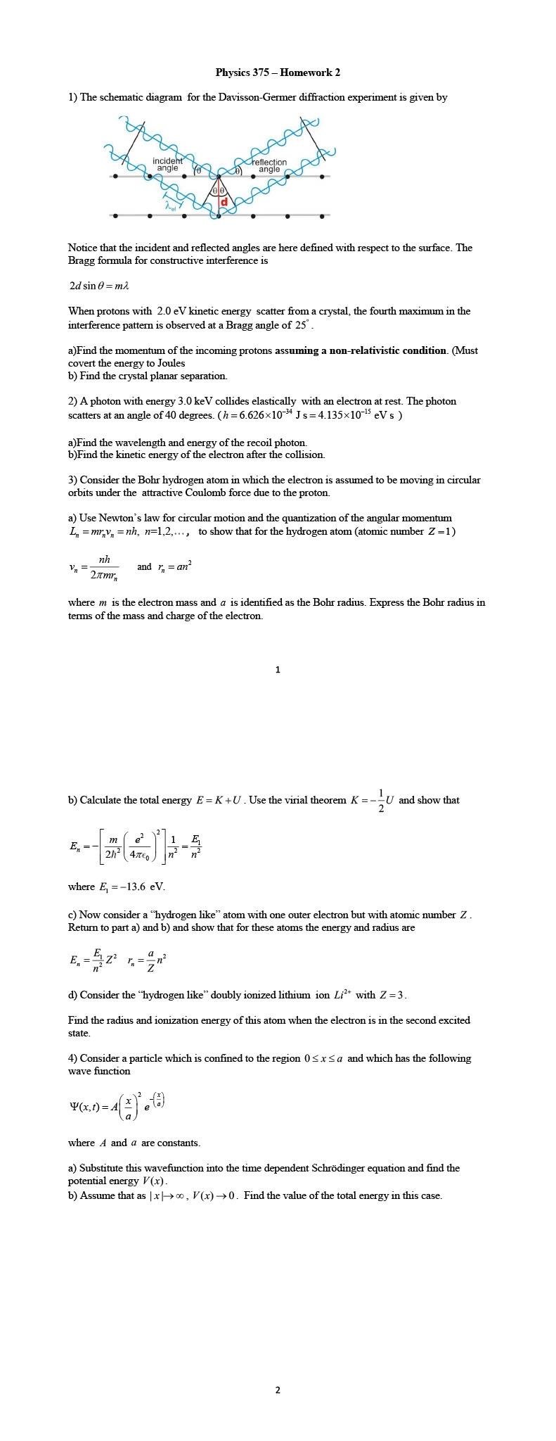 Solved 1) The schematic diagram for the Davisson-Germer | Chegg.com