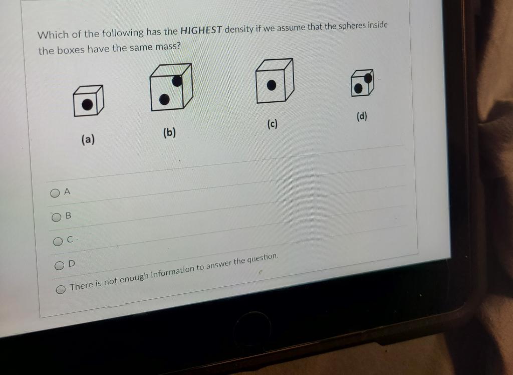 Solved Which of the following has the HIGHEST density if we | Chegg.com