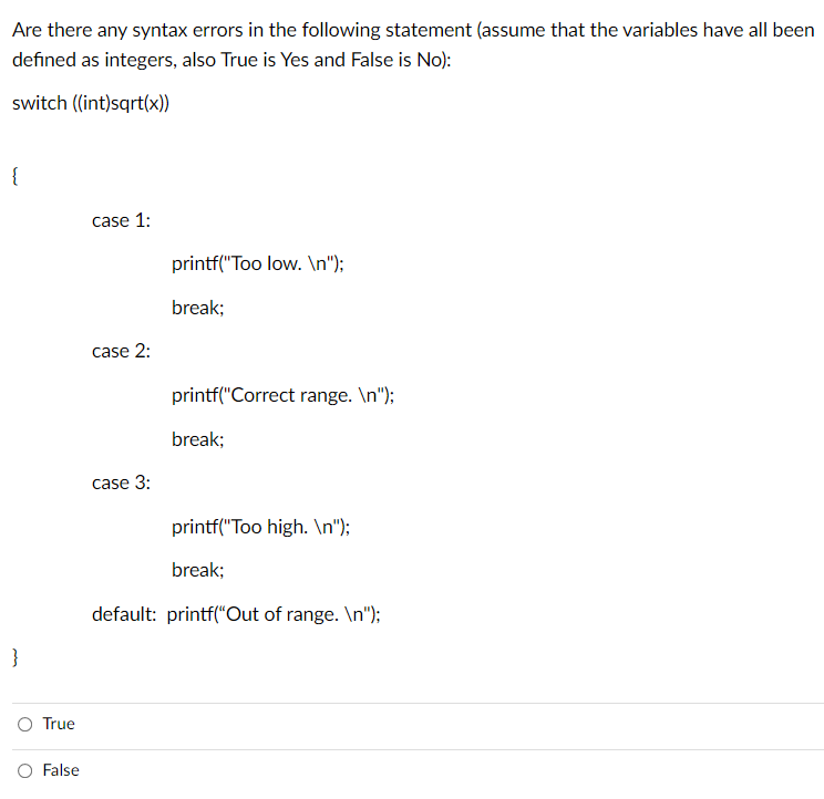 Solved Are there any syntax errors in the following | Chegg.com