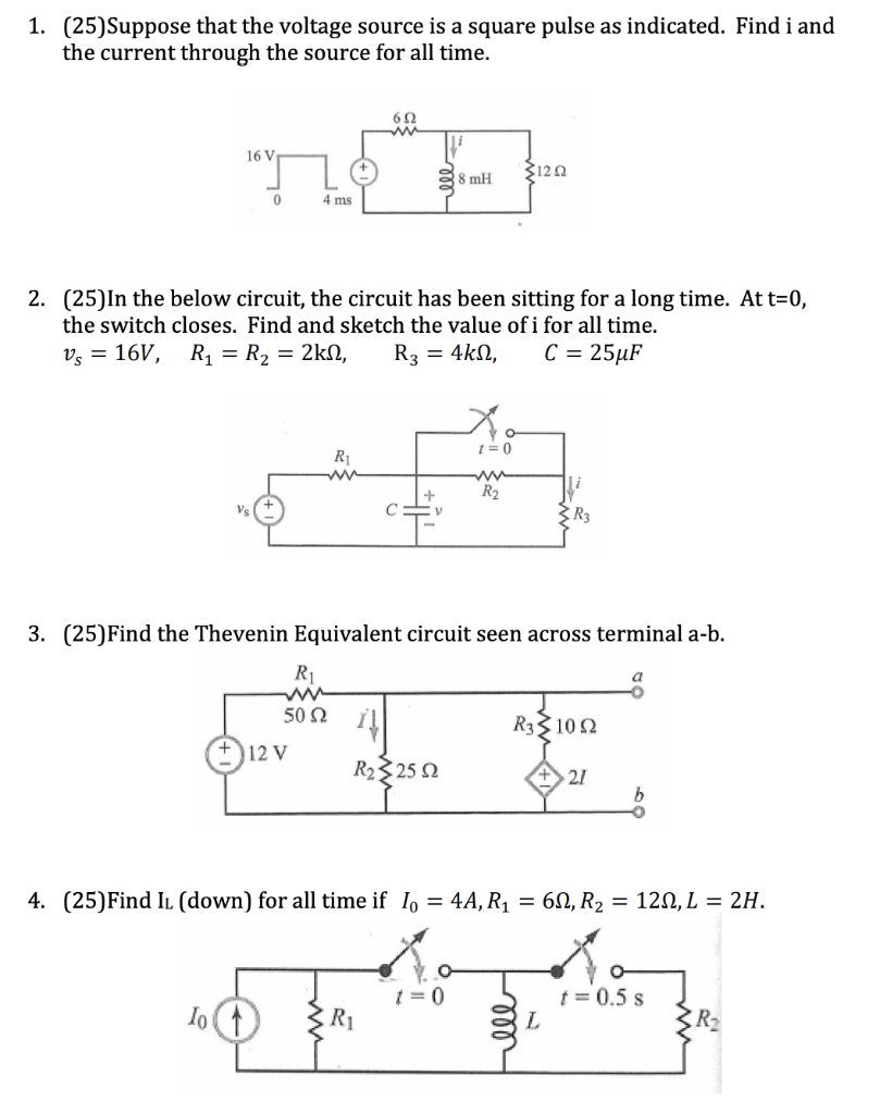 Solved Suppose that the voltage source is a square pulse as | Chegg.com