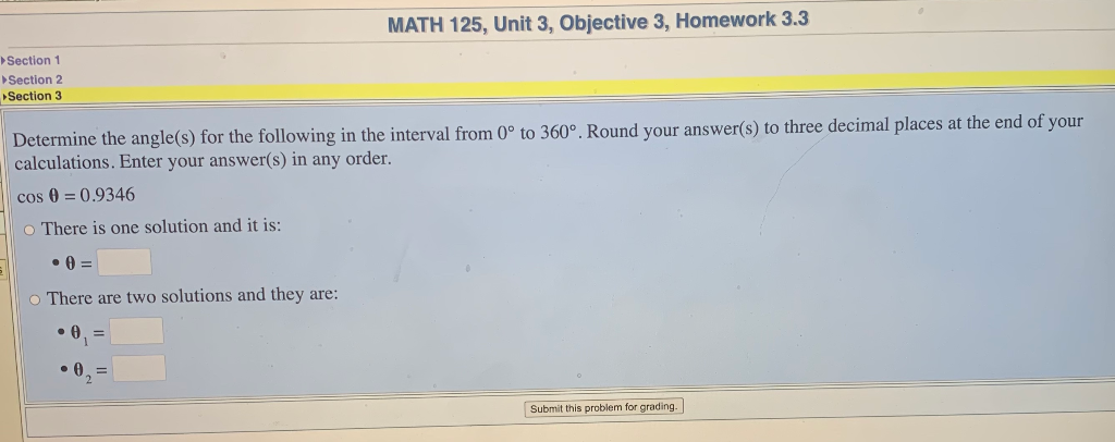 Solved MATH 125, Unit 3, Objective 3, Homework 3.3 Section 1 | Chegg.com