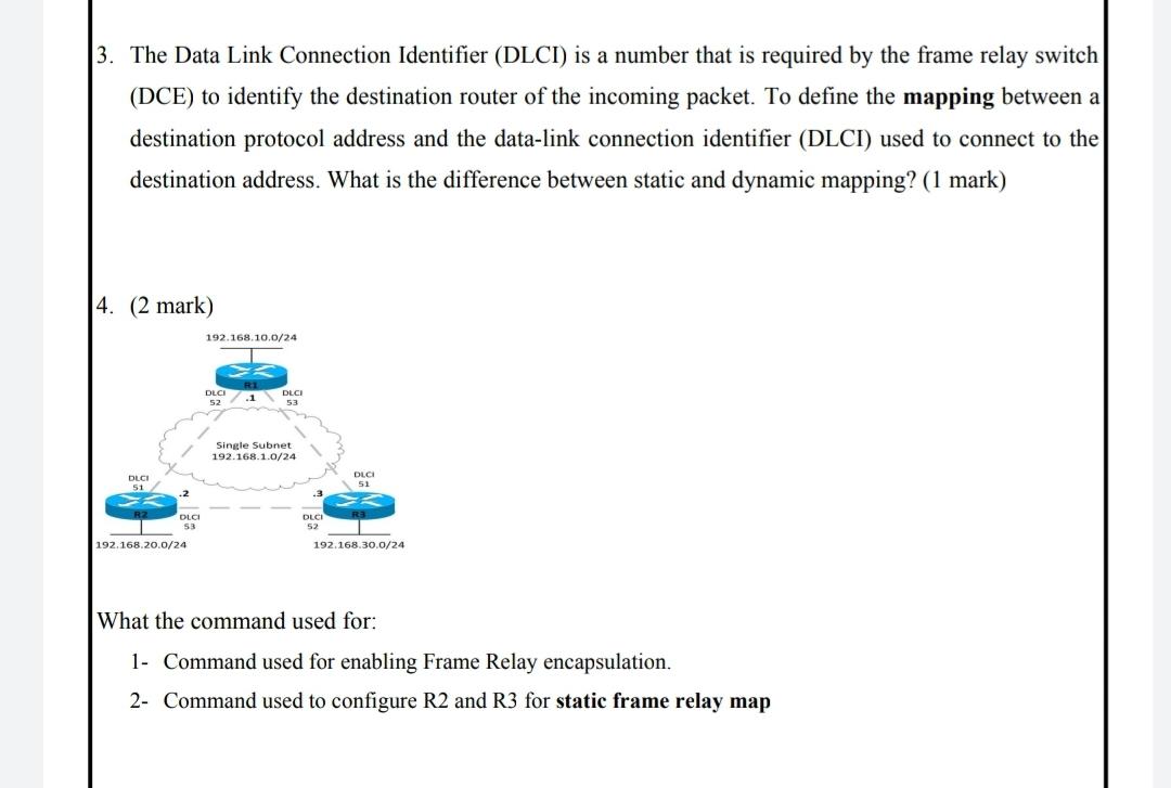 Solved 3. The Data Link Connection Identifier (DLCI) is a | Chegg.com