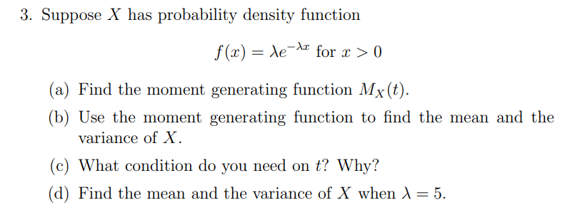 Solved 3. Suppose X has probability density function | Chegg.com