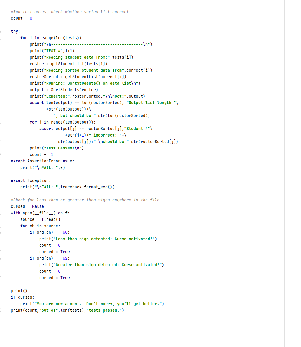 Solved import traceback \#Sortstudents function. Takes as | Chegg.com