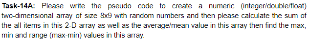 Solved Task-14A: Please write the pseudo code to create a | Chegg.com