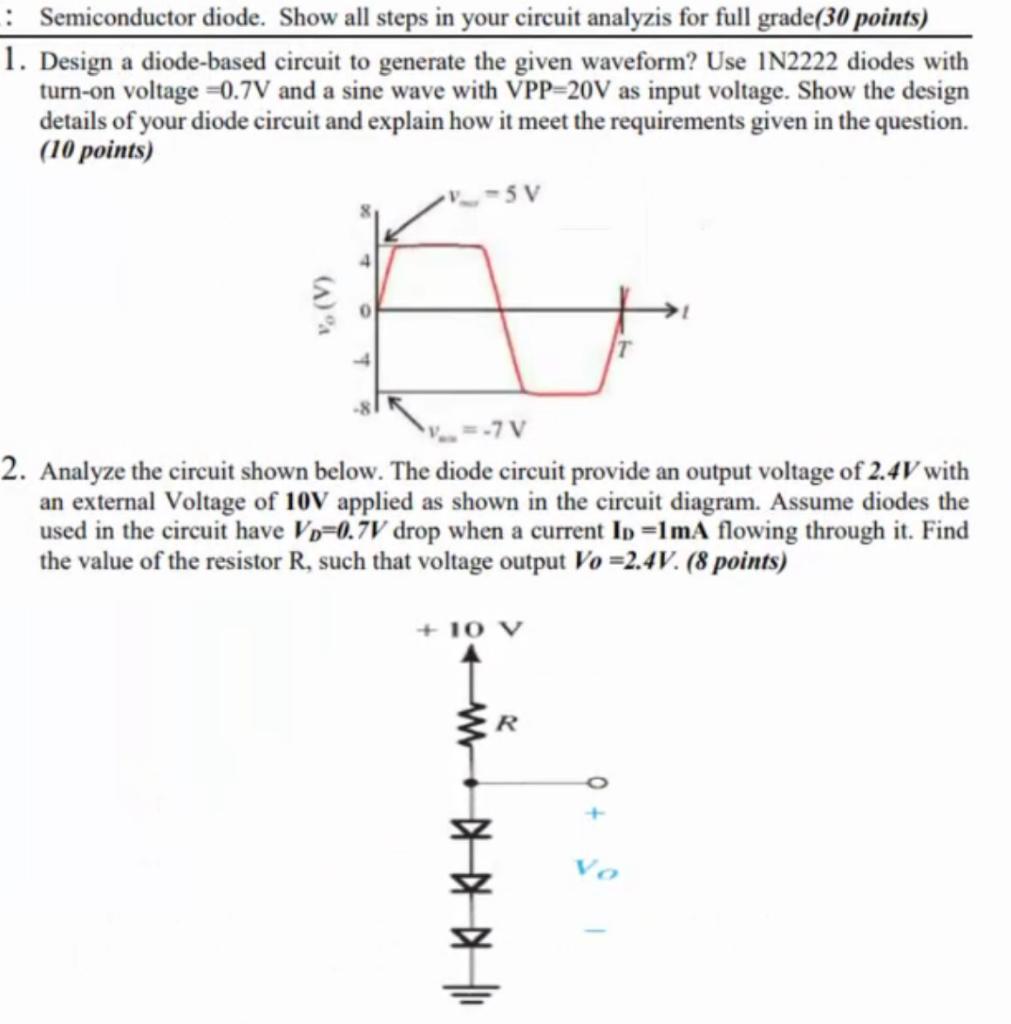 Solved : Semiconductor diode. Show all steps in your circuit | Chegg.com