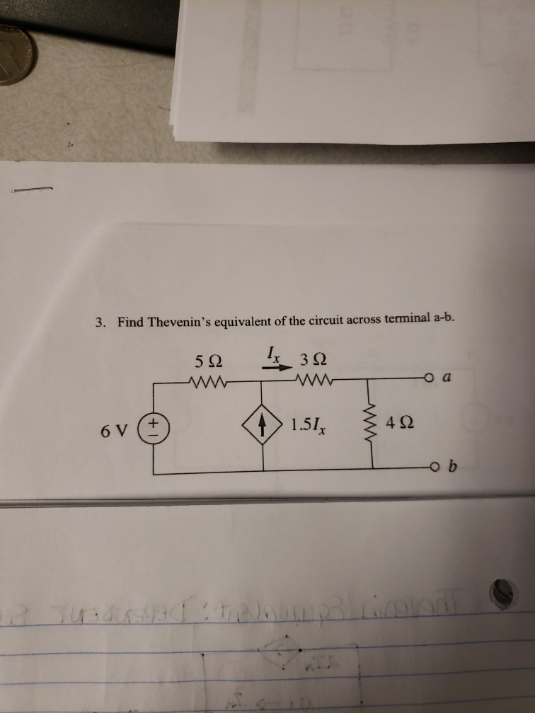 Solved 3. Find Thevenin's equivalent of the circuit across | Chegg.com