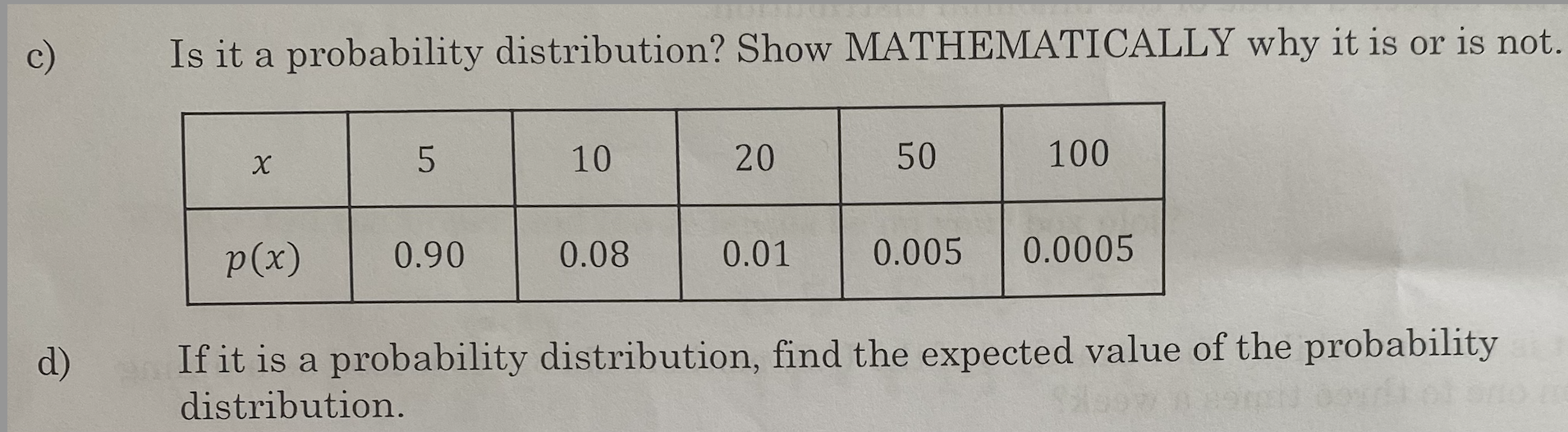 Solved Is it a probability distribution? Show MATHEMATICALLY | Chegg.com