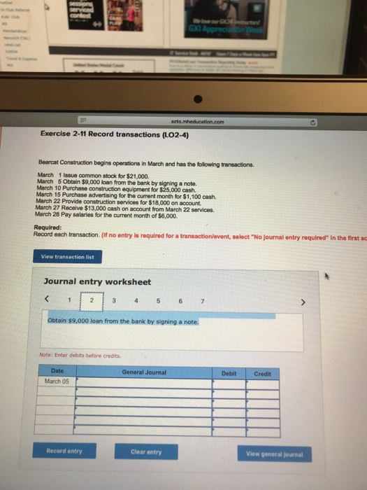 Solved Exercise 2-11 Record transactions (L02-4) Bearcat | Chegg.com