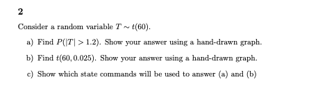 Solved For a random variable T that follows a Student's t | Chegg.com