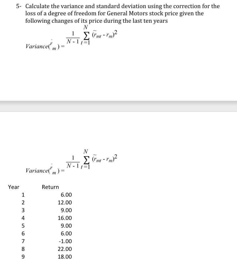 Solved 5- ﻿Calculate the variance and standard deviation | Chegg.com
