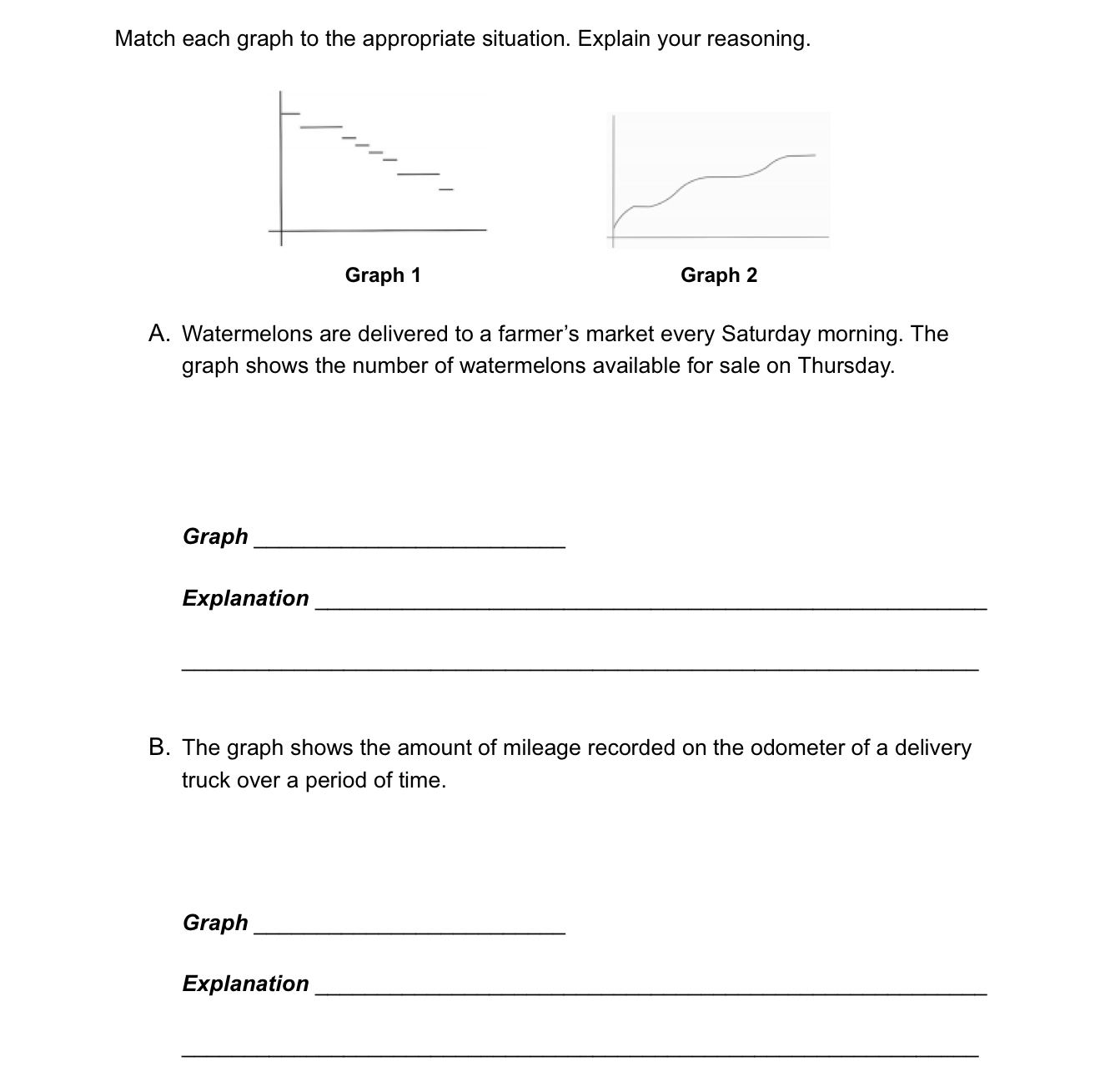 Solved Match Each Graph To The Appropriate Situation