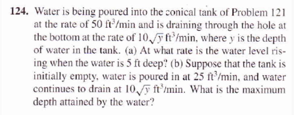 Solved 124. Water is being poured into the conical tank of | Chegg.com