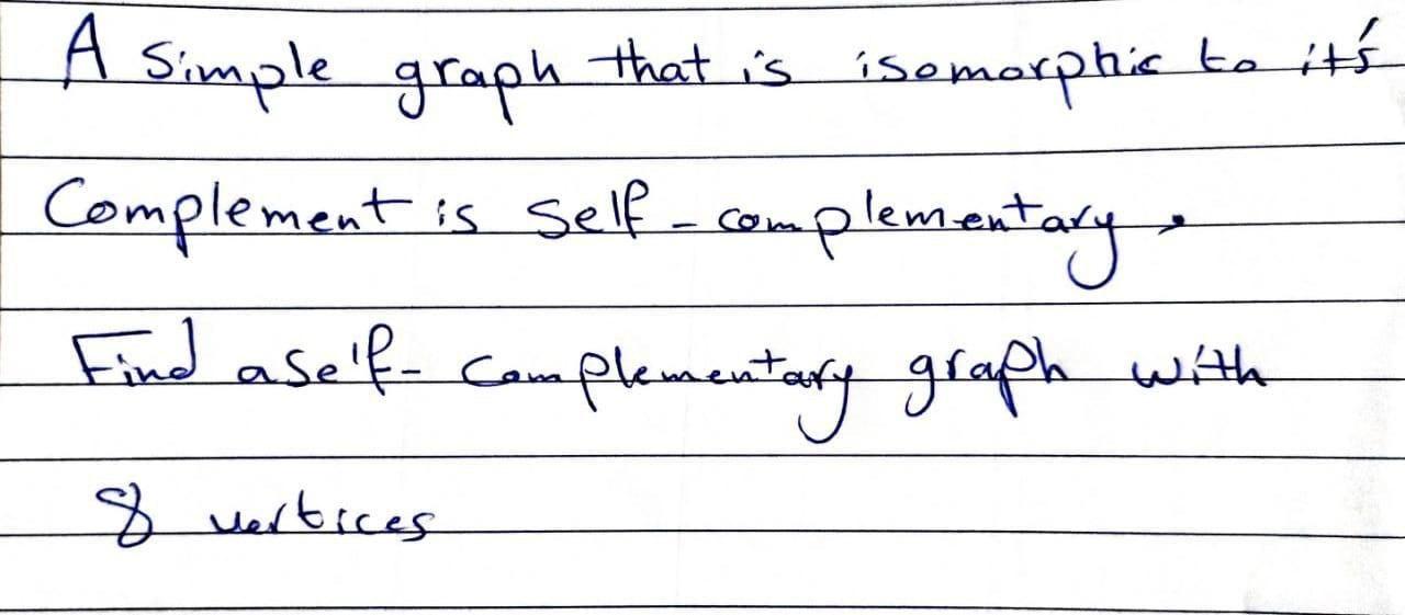 Solved A simple graph that is isomorphic to it's Complement | Chegg.com