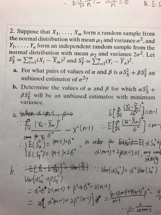 Solved 2. Suppose that X1,. .., Xm form a random sample from | Chegg.com