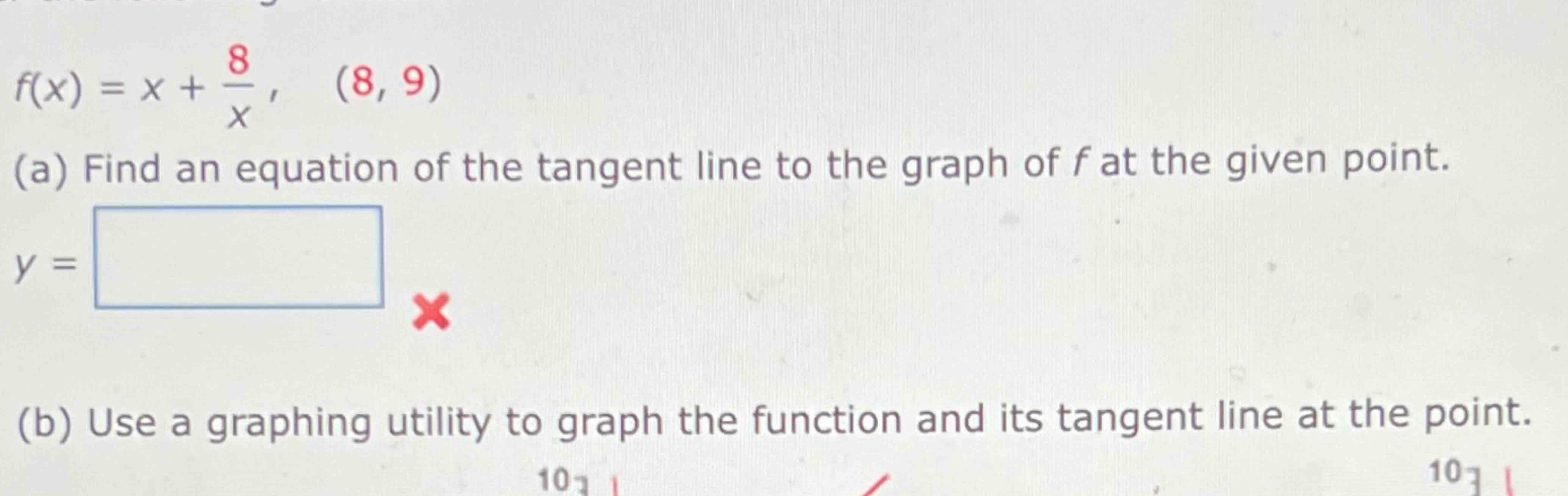 Solved f(x)=x+8x,(8,9)(a) ﻿Find an equation of the tangent | Chegg.com