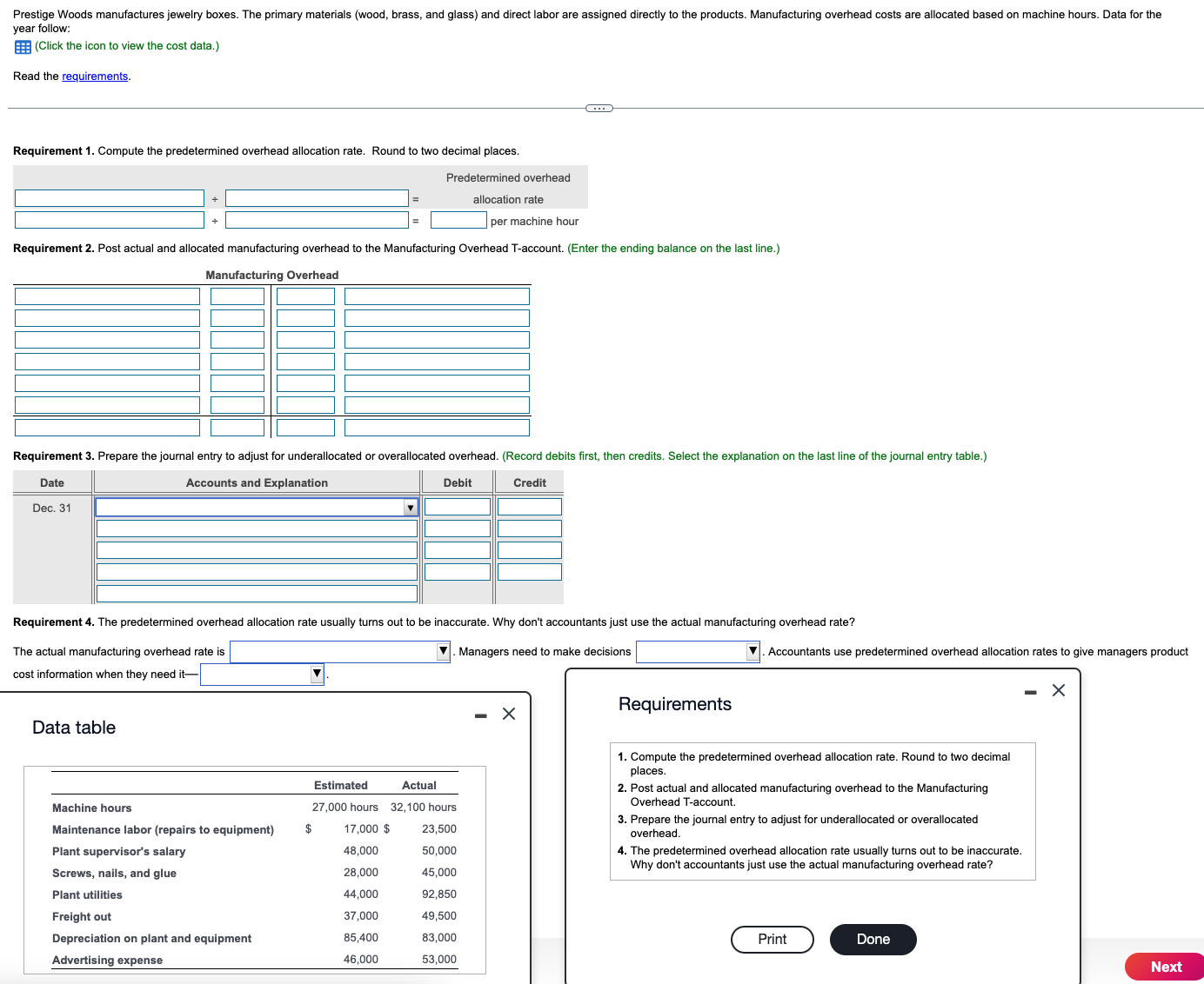 Solved Requirement 1. ﻿Compute the predetermined overhead | Chegg.com