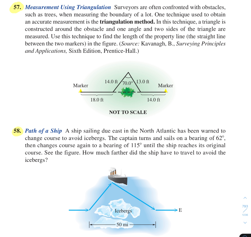 Solved 57. Measurement Using Triangulation Surveyors are | Chegg.com