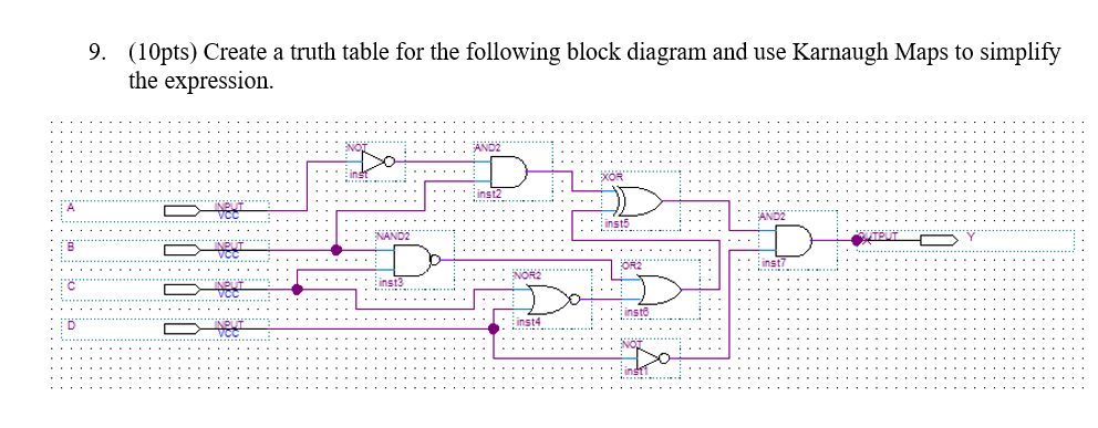 Solved 9. (10pts) Create a truth table for the following | Chegg.com