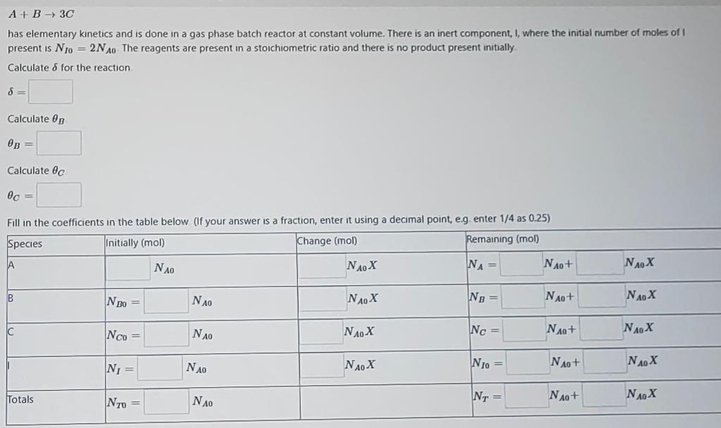 Solved A+B→3C has elementary kinetics and is done in a gas | Chegg.com