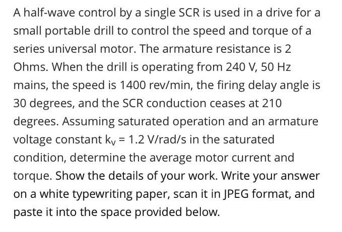 Solved A half-wave control by a single SCR is used in a | Chegg.com