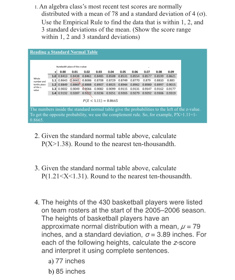 Solved 1. An algebra class's most recent test scores are | Chegg.com