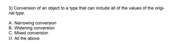 Solved 3) Conversion of an object to a type that can include | Chegg.com