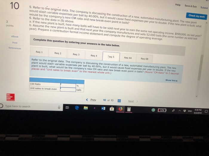 Solved LUME-PROFIT i Saved Help Save & Exit Submit Check my | Chegg.com