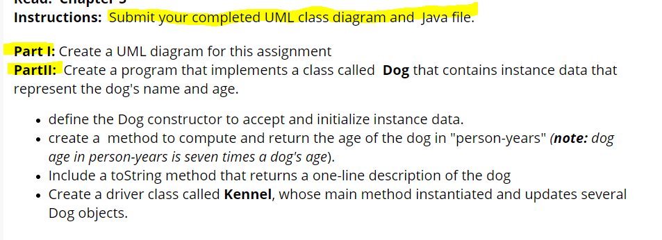 Solved Instructions: Submit your completed UML class diagram | Chegg.com