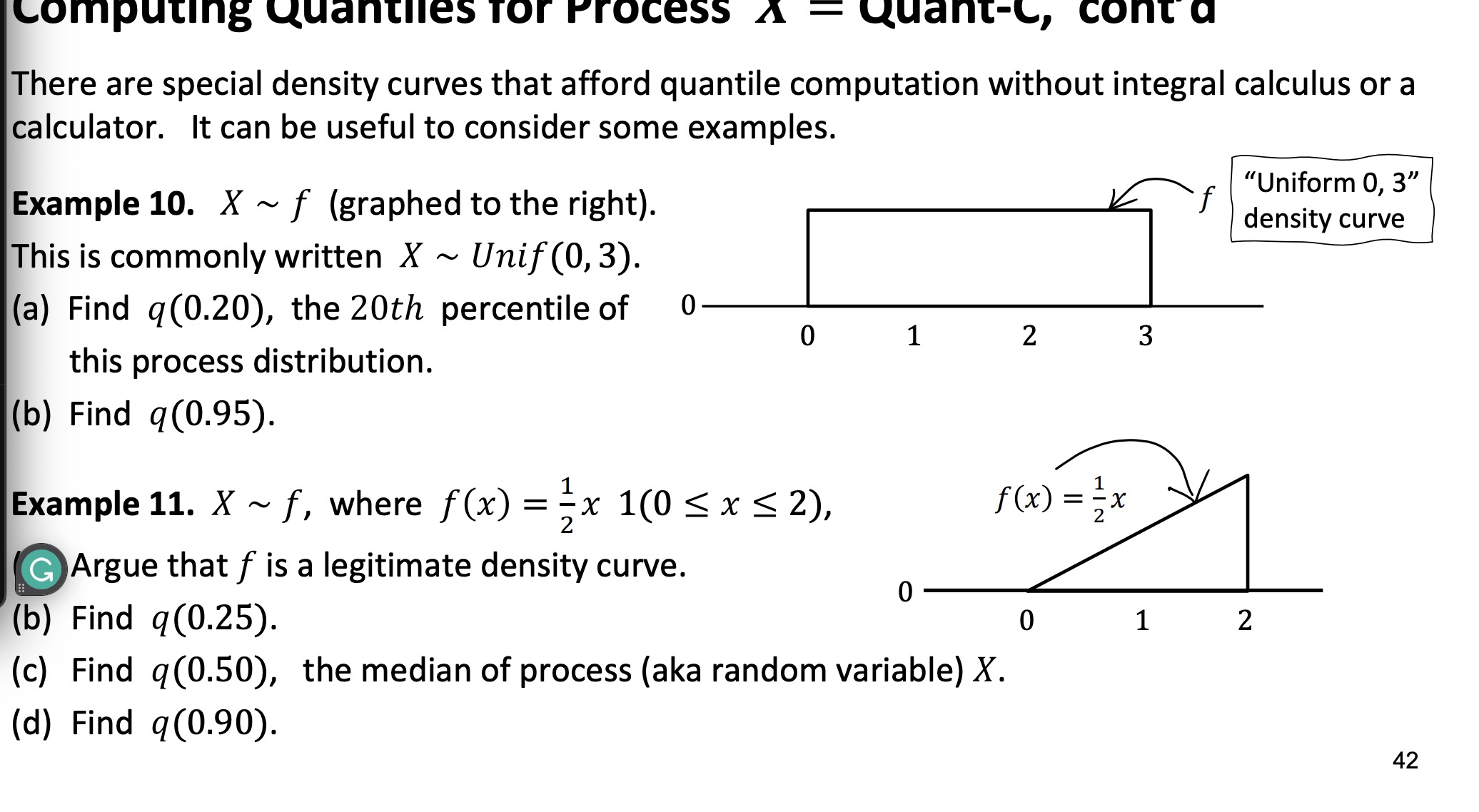 Solved There Are Special Density Curves That Afford Quantile