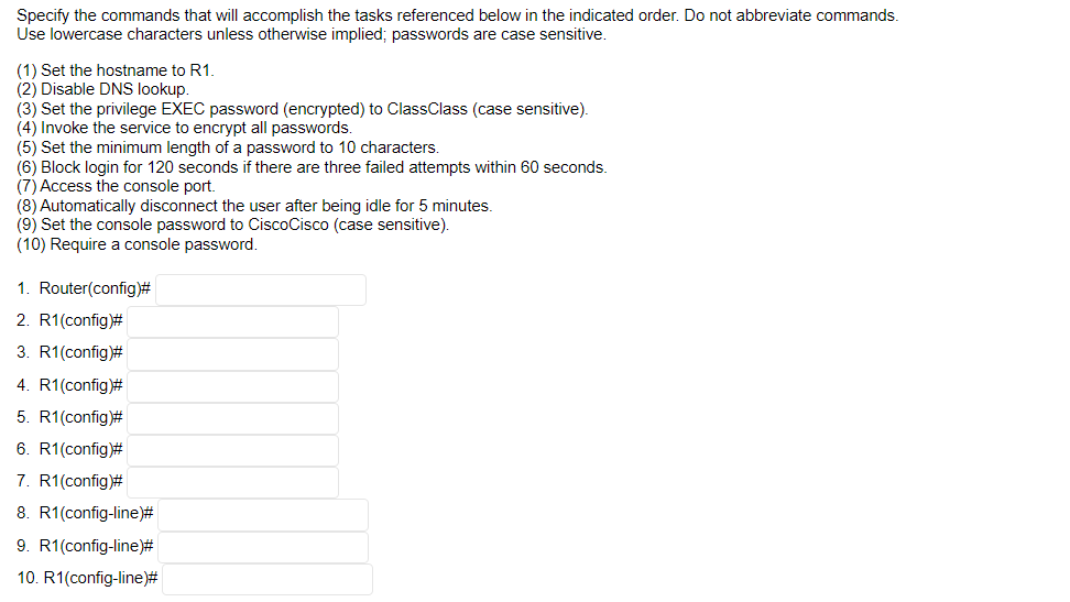 Solved Specify the commands that will accomplish the tasks | Chegg.com