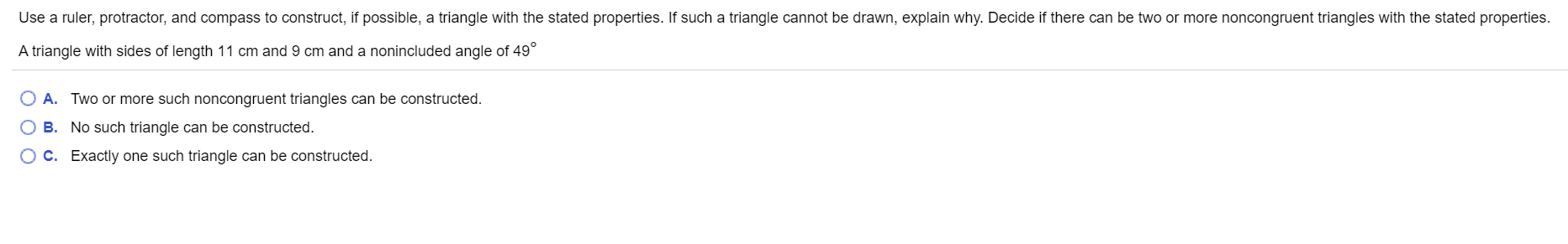 Solved Use a ruler, protractor, and compass to construct, if | Chegg.com