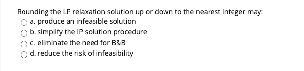 Solved Rounding the LP relaxation solution up or down to the | Chegg.com