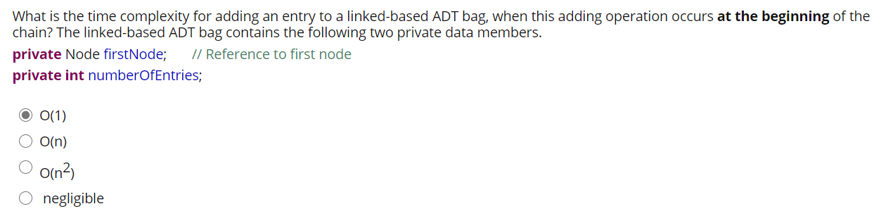 Solved What is the time complexity for adding an entry to a | Chegg.com