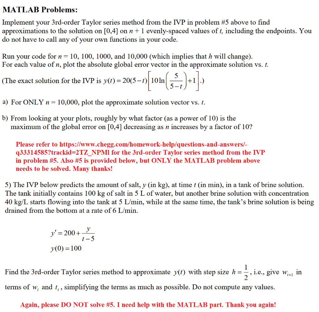 Solved MATLAB Problems: Implement your 3rd-order Taylor | Chegg.com