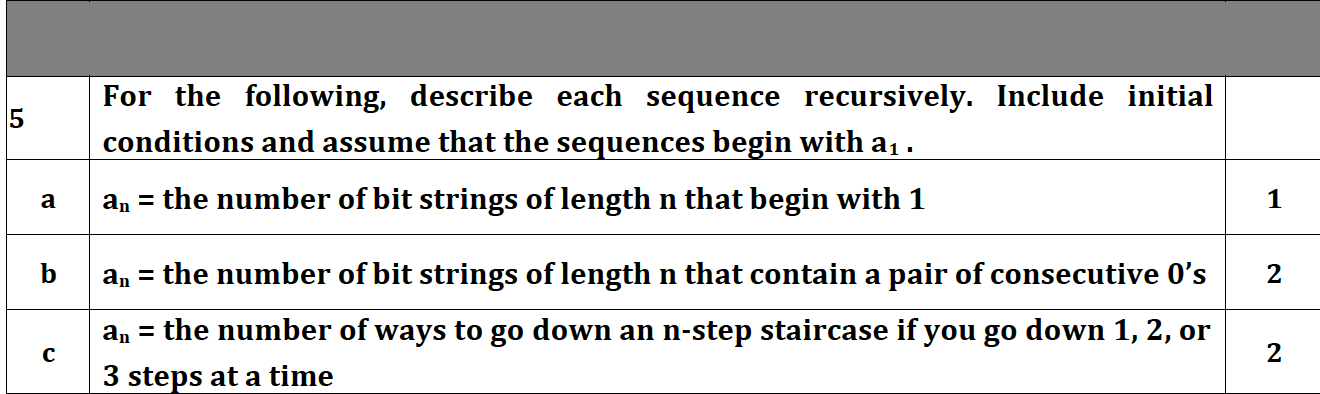 Solved 5 For the following, describe each sequence | Chegg.com