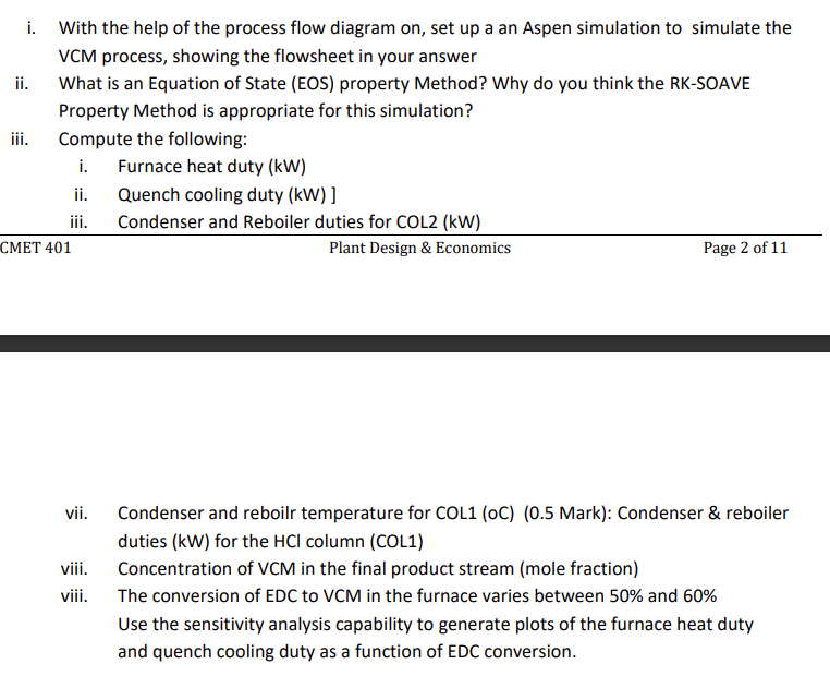 Solved Question \#1 Vinyl chloride monomer (VCM) is produced | Chegg.com