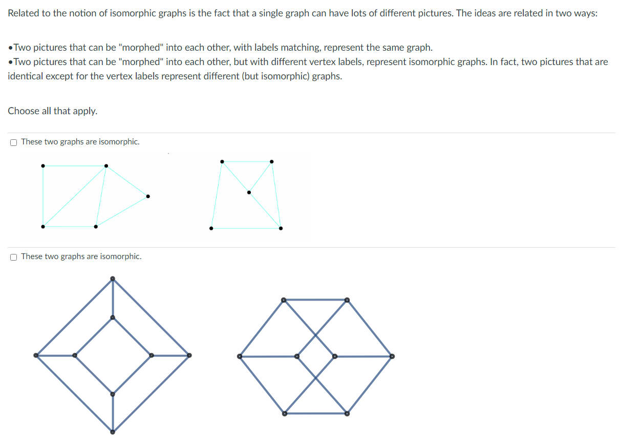 Solved Related to the notion of isomorphic graphs is the | Chegg.com