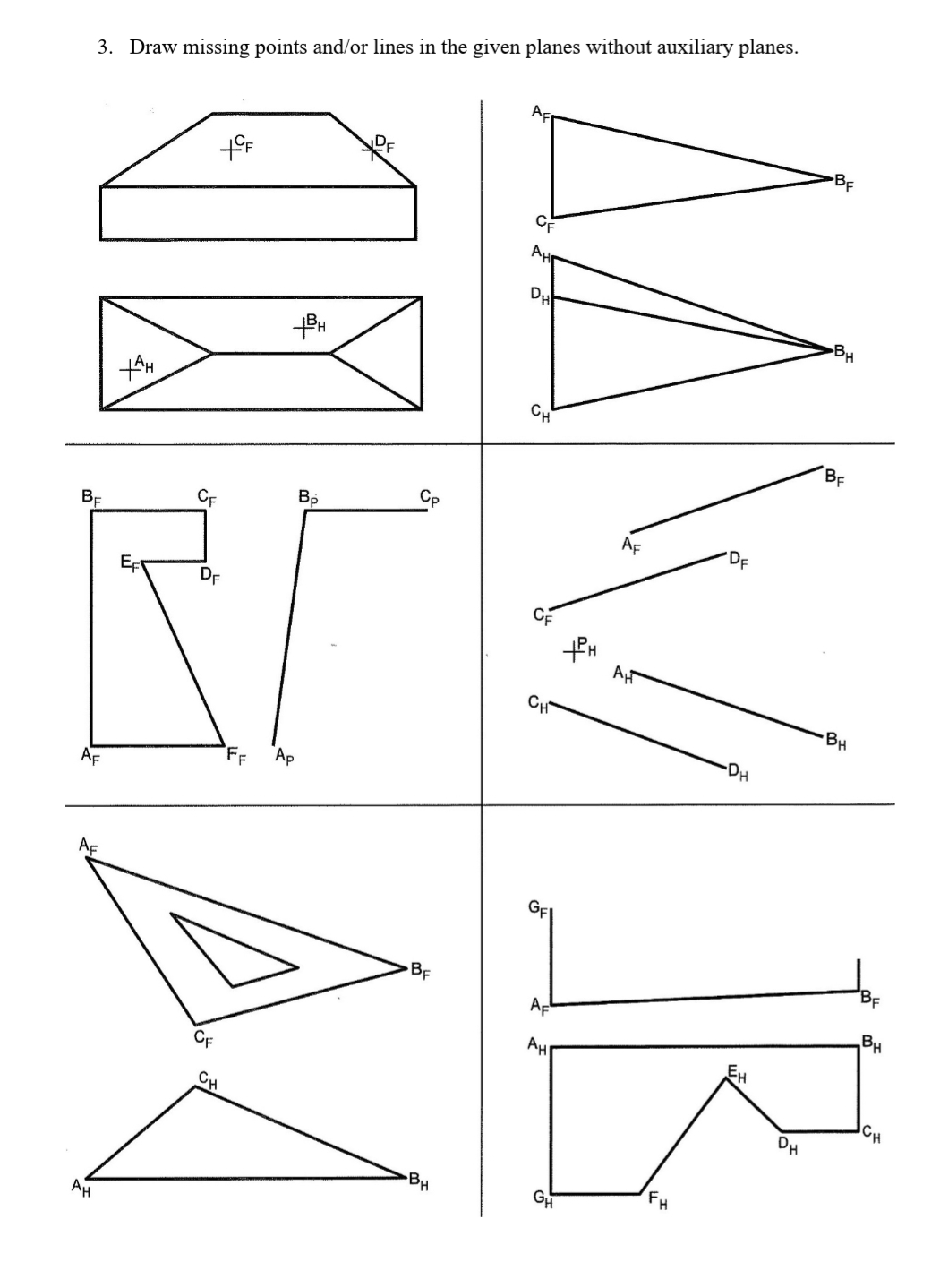 3. Draw missing points and/or lines in the given | Chegg.com