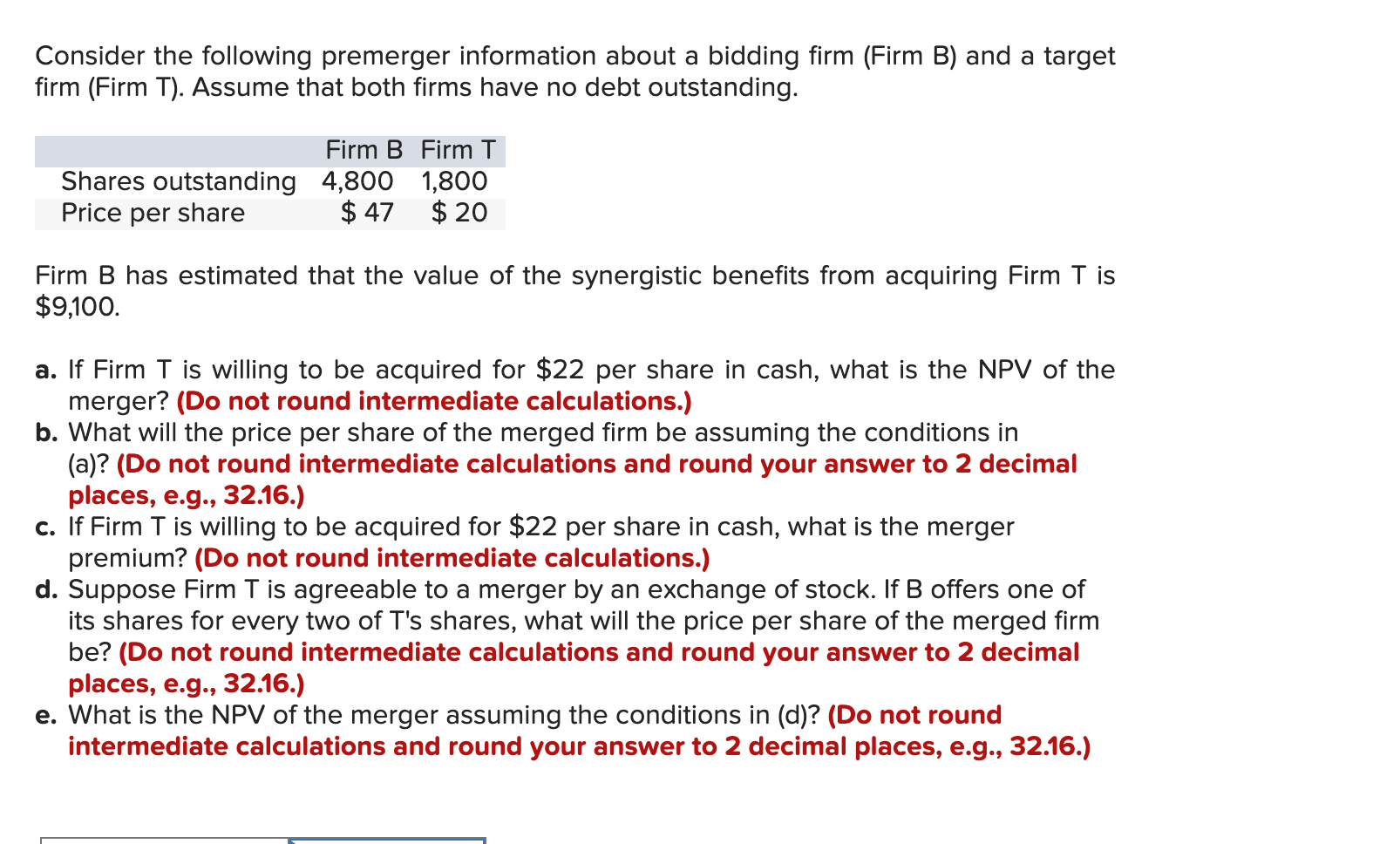 Solved Consider the following premerger information about a | Chegg.com