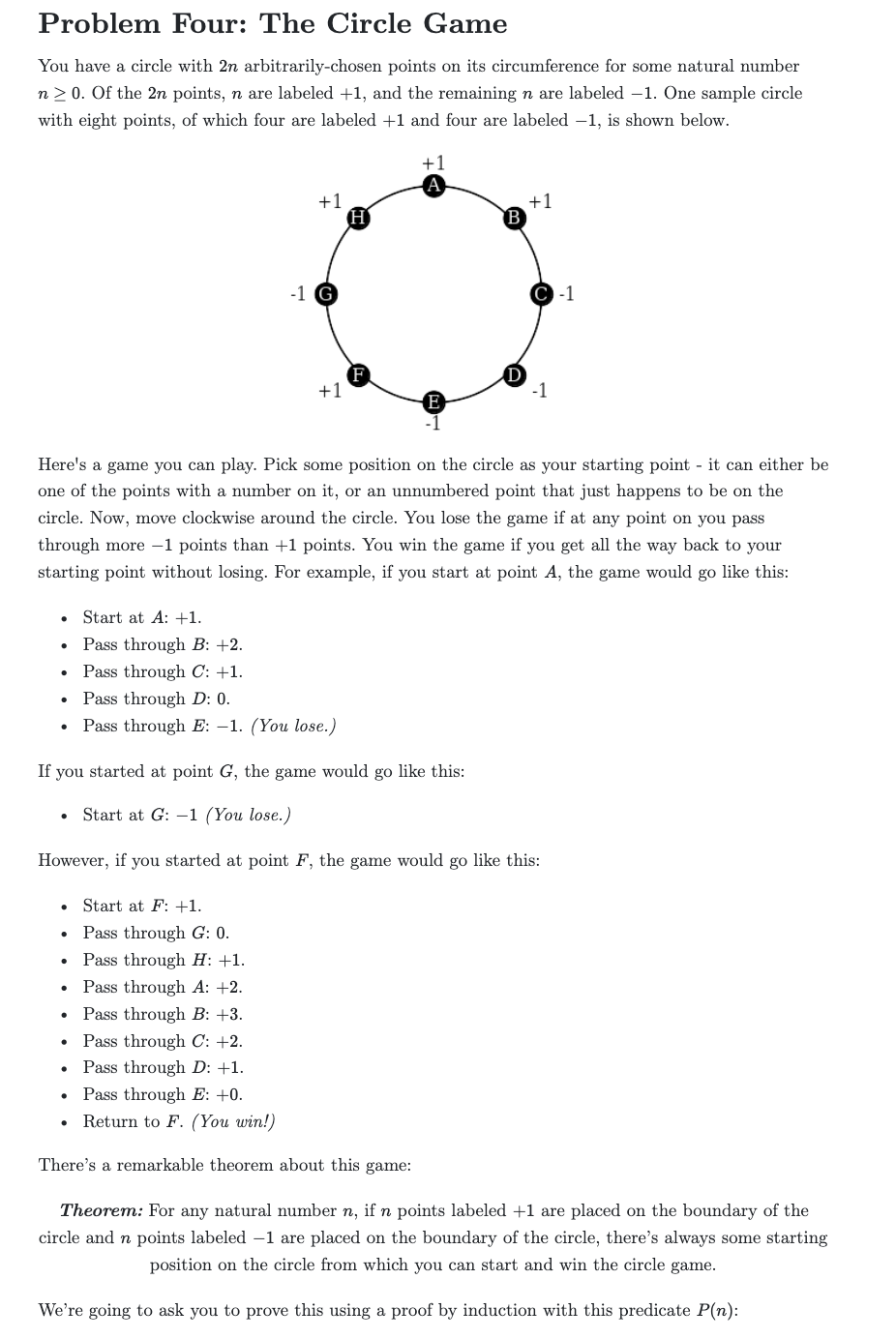 Problem Four: The Circle Game You have a circle with | Chegg.com