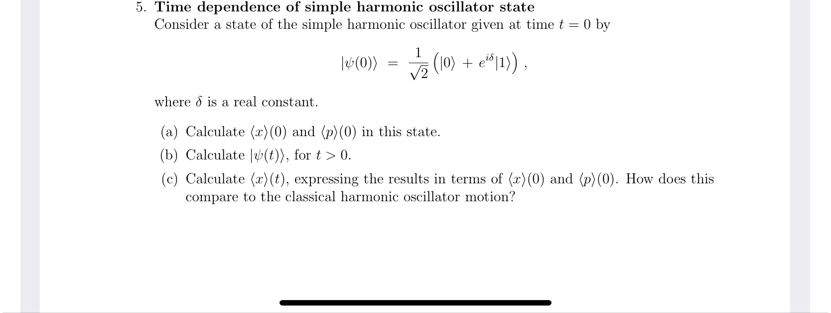 Solved 5. Time dependence of simple harmonic oscillator | Chegg.com
