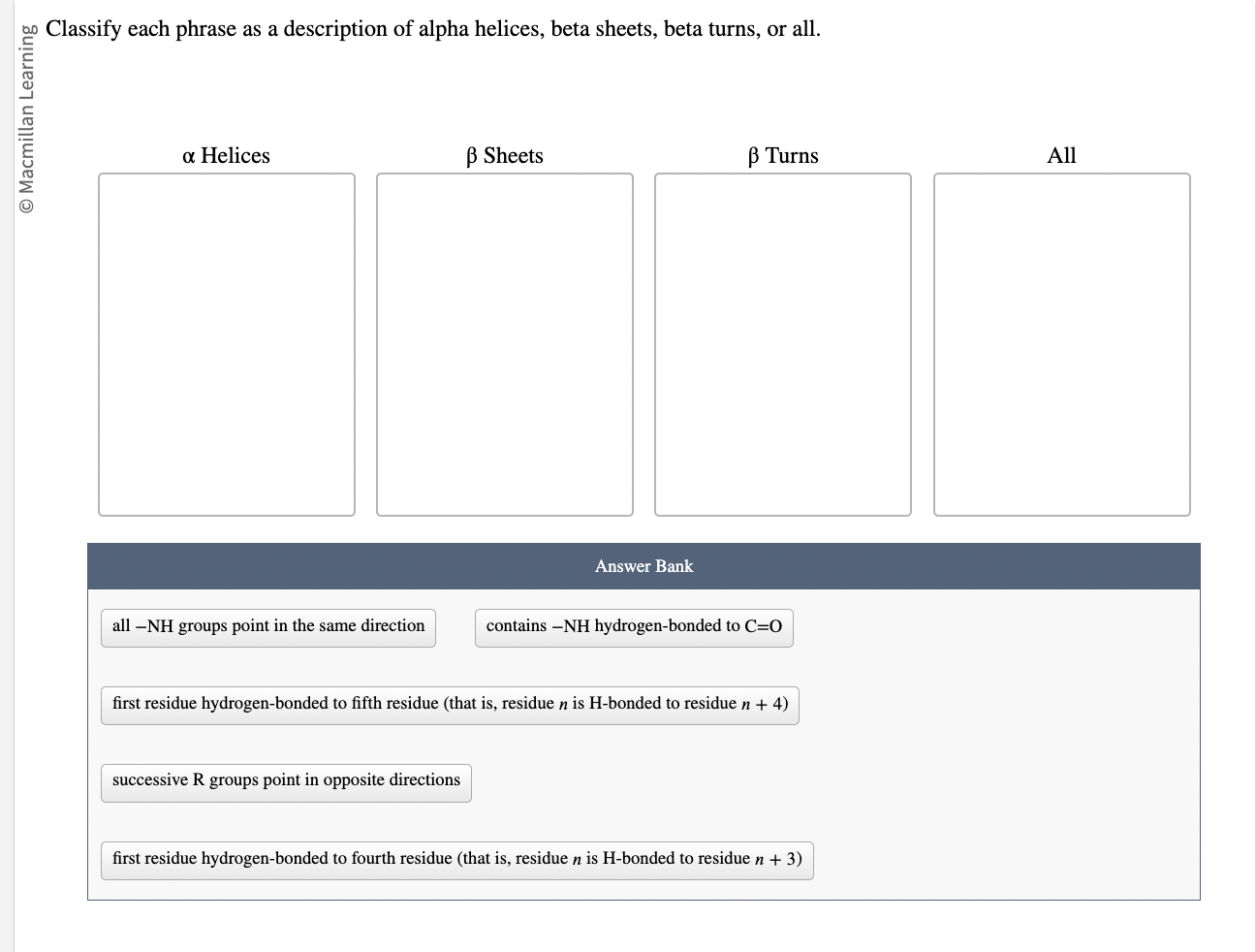 Solved Classify each phrase as a description of alpha | Chegg.com