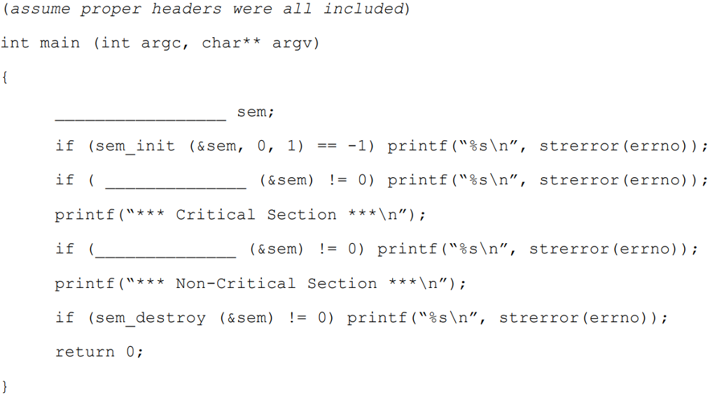 Solved Following code is a POSIX semaphore usage example. | Chegg.com
