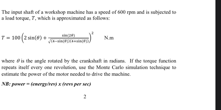 Solved The input shaft of a workshop machine has a speed of | Chegg.com