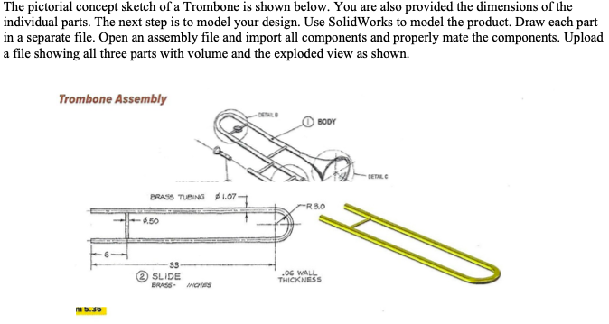 Solved In SOLIDWORKS, please include assembled view and | Chegg.com