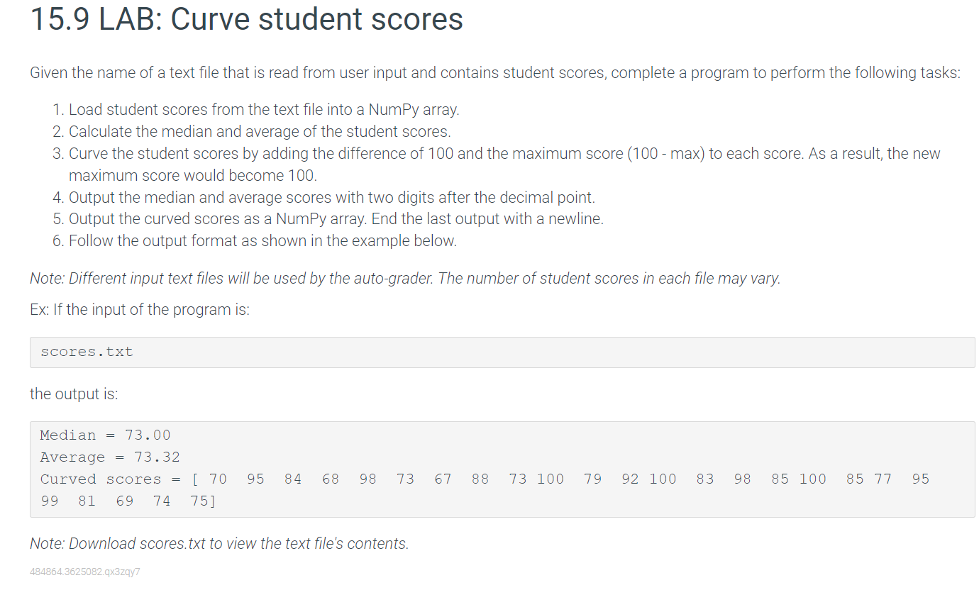 Solved 15.9 ﻿LAB: Curve student scoresGiven the name of a | Chegg.com