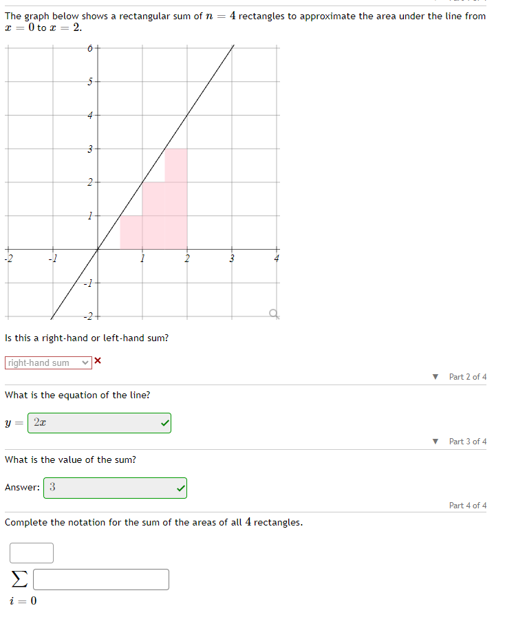 Solved The graph below shows a rectangular sum of n=4 | Chegg.com